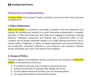 Workplace Harassment Policy Template for Canadian Employers